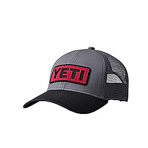 YETI Logo Badge Low Profile Trucker Hat, Black/Harvest Red