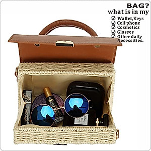 So'each Women's Handbag Wicker Straw Crossbody Rattan Bag Boho Crossbody Bag Beige