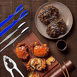 13 Pcs Seafood Crab Crackers and Tools, Nut Lobster Crackers and Picks Set Including 4 Lobster Crab Crackers 2 Lobster Shellers 4 Forks 2 Seafood Scissors and 1 Gift Box