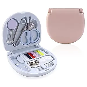 2 Pack Min Travel Sewing Kit DIY Sewing Supplies Portable Sewing Tool Kits Plastic Sewing Kit Box Beginner Friendly Emergency Sewing Repair Kit with Threads Scissors Hand Sewing Needles