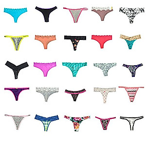 EMBEK Variety of Womens Underwear Pack T-back Thong Bikini Hipster Briefs Cotton Lace Panties (Small, 6 Pcs)