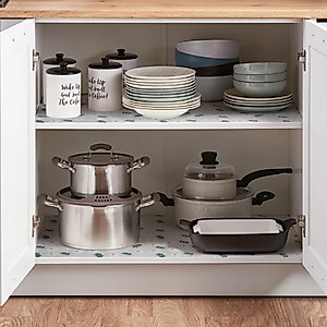 Shelf Liner and Drawer Liner, 12IN x 20FT Non-Slip Kitchen Cabinet Liner, Non-Adhesive Waterproof Durable EVA Cupboard Liner with Print for Shelves, Refrigerators, Cabinets and Storage