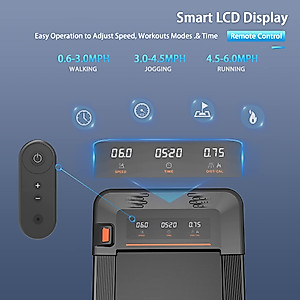 2 in 1 Under Desk Treadmill, Walking Pad Treadmill with Remote Control and LED Display, Smart Foldable Walking Treadmill Running Jogging Exercise Machine for Home Office Black