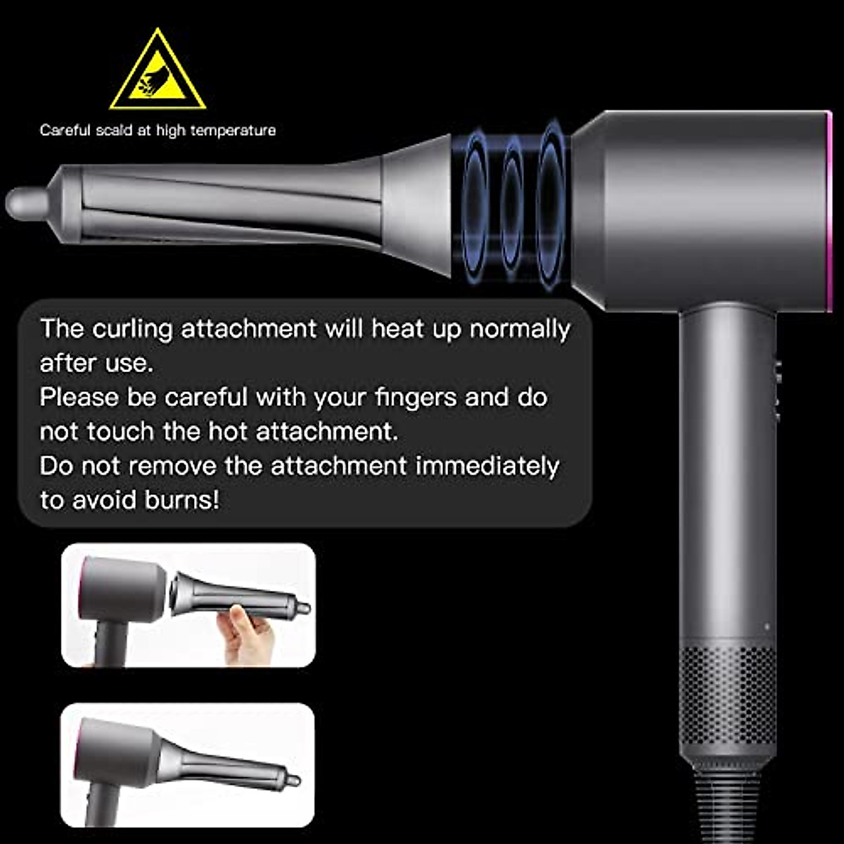 Amgnetic adsorption Hair Dryer attachments - Curling iron for Dyson Supersonic Hair dryer HD01 HD02 HD03 HD04 HD07 ，Hair Dryer professional attachments for Women Styling Natural，Contain 2 Curling Iron