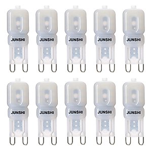 JUNSHI G9 LED Bulb 2.5W(20W 25W Halogen Equivalent) 6000K Daylight White Cool White 220 Lumens Non-Dimmable AC110-130V LED Light Bulb for Ceiling Light,Pack of 10