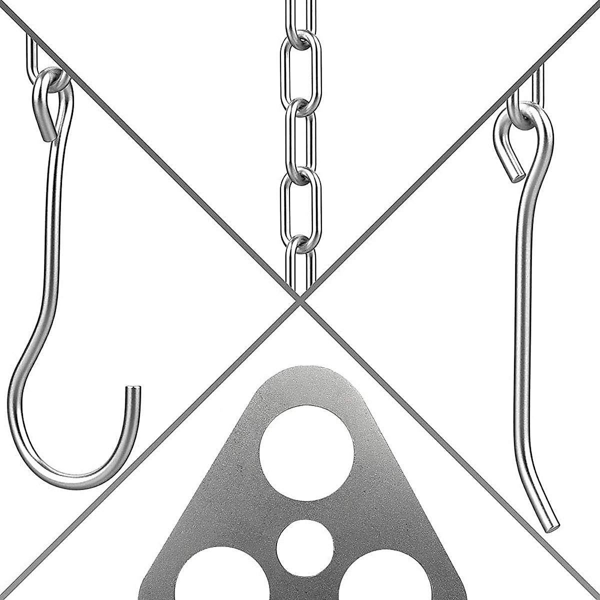 SI FANG Camping Tripod Grill Board, Turn Branches into Campfire Tripod, Radiate Portable Stainless Steel Campfire Support Board with Adjustable Chain for Hanging Cookware Outdoor Camp Tripod Cooking