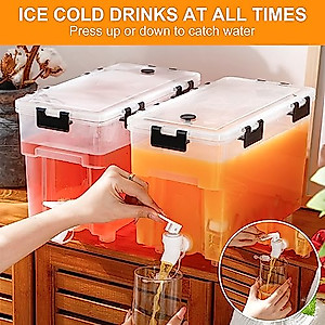 Zhehao 1.5 Gallon Drink Beverage Dispenser for Fridge with Spigot, Water Dispenser with Lids, Ice Drink Dispenser for Party Drink and Daily Use, 100% Sealed BPA FREE (3 Pcs)