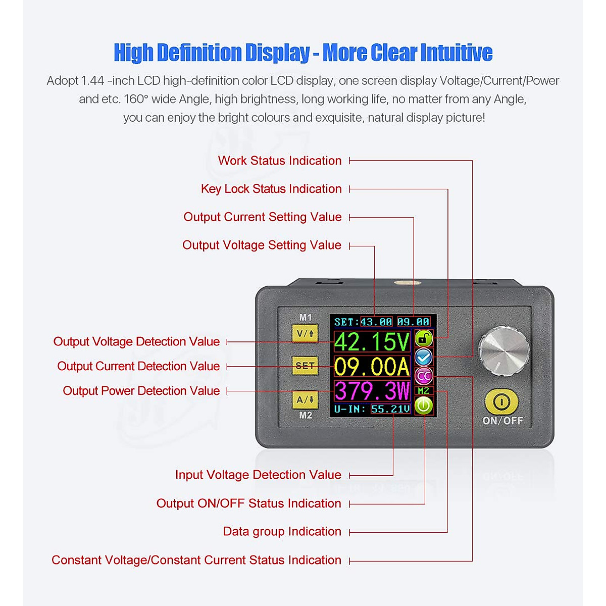 RD DPS5020 50V 20A Constant Voltage Current DC DC Step-Down Power Supply Module Buck Voltage Converter Voltmeter (DPS5020)