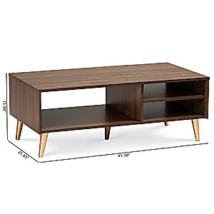 Baxton Studio Landen Coffee Tables, Walnut Brown/Gold