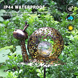 SEKKVY Solar Garden Lights Outdoor Decorative - 1 Pack, Metal Snail LED Stake Light Waterproof, Suitable for Pathway, Lawn, Patio, Yard(Warm White)