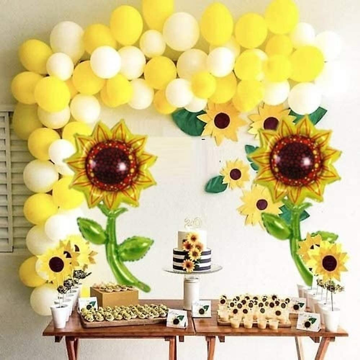 10pcs 36inch Sunflower Foil Balloons, Large Sunflower Giant Balloons for Sunflower Theme Birthday Baby Shower Decorations Wedding Birthday Party Decoration