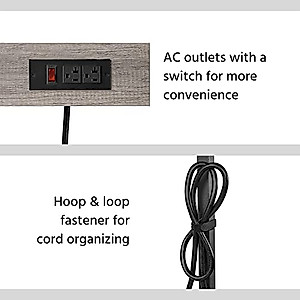 Yaheetech Kitchen Bakers Rack with Power Outlet, 36.5" W Microwave Oven Stand Kitchen Storage Rack with Hooks for Dining Room, Kitchen Organizer Shelves for Spices, Pots and Pans, Gray