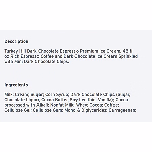 Turkey Hill Dark Chocolate Espresso, Premium Ice Cream, 48 Fluid ounce