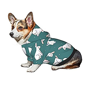 Small Pet Sweaters with Hat Watercolor-Rabbit-Easter-Bunnies Cat Puppy Hoodie Pet Hooded Coat X-Small