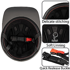 Yesmotor Baseball Style Cap Retro Motorcycle Helmet Unisex-Adult - DOT Approved (Matte Gray, Large)