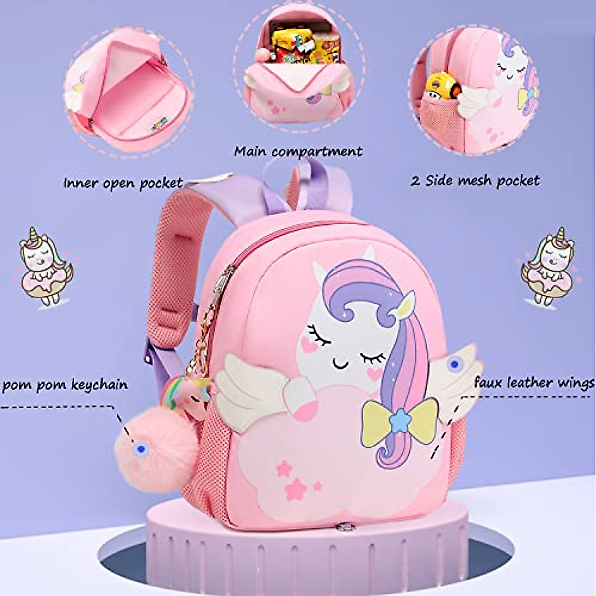 Unicorn Toddler Backpack for Girls Preschool Backpack for Girls Kids' Backpacks Small Mini Toddler Backpack Toddler Bookbag