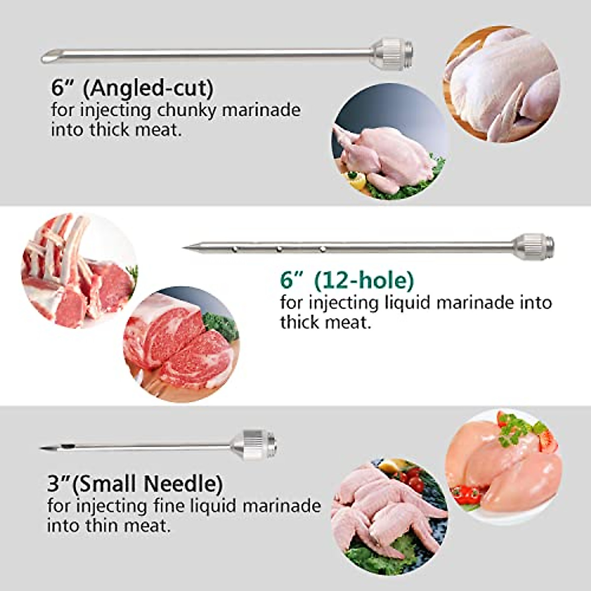 Ofargo Meat Injector, Meat Injectors for Smoking, 3 Marinade Injector Syringe Needles; Injector Marinades for Meats, Turkey, Beef; 2-Oz, User Manual Included