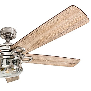 Honeywell Ceiling Fans Bonterra, 52 Inch Contemporary Indoor LED Ceiling Fan with Light and Remote Control, Dual Finish Blades, Reversible Motor - Model 50610-01 (Brushed Nickel)