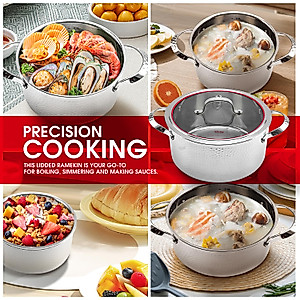 DSP Premium Stainless Steel Stockpot 5 Quart with Lid - Versatile Induction & Multi-Stove Compatible Large Cooking Pot, Ideal for Soup, Gumbo & Stew, Durable, Dishwasher Safe