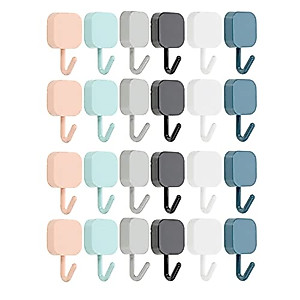 Homoyoyo 60pcs Sticky Key Holder Hooks Entryway Coat Xcm Self Hangers Heavy Office for Nail Hanging Hallway Utility Multipurpose Towel Square Bags Coats Bathroom Hat on No Drilling Wall