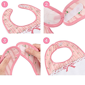 Littleforbig Cotton Waterproof Babydoll Printed Pink Floral Adult Bib with Adjustable Velcro Closure