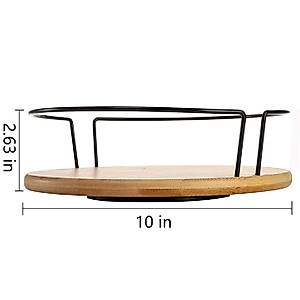 Lawei 10 Inch Lazy Susan Turntable, Bamboo Spinning Spice Rack Holder Kitchen Cabinet Counter Rotating Condiments Organizer for Spice Condiment Baking