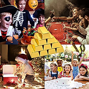 UnicoPak 30 Pack Gold Bar Gift Boxes 6.5x3 Inch, Fake Gold Bar Party Favor Candy Boxes Gold Gift Boxes for Gold Candy Chocolate Coins Favors, for Casino Theme Golden Birthday Party Decorations Halloween Christmas