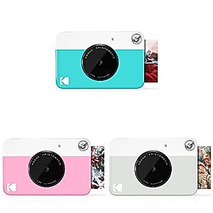 Kodak Printomatic Digital Instant Print Camera (Blue) Print Memories Instantly & Printomatic Digital Instant Print Camera (Pink) & Printomatic Digital Instant Print Camera (Grey)