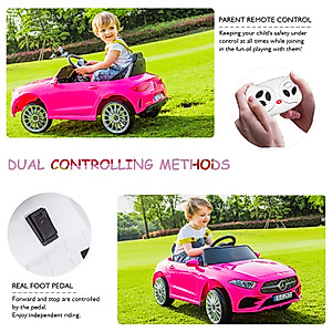 Bopilon Kids Electric Ride on Car with Remote Control, 12V Licensed Mercedes Benz Kids Car Battery Powered Electric Vehicles Toy Car, Adjustable Speed, Safety Belt, Music&LED Lights(Pink)