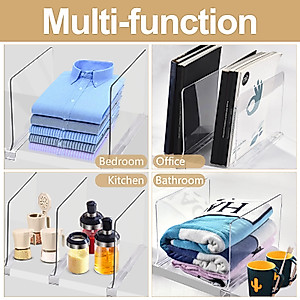 Acrylic Shelf Dividers for Closet Organization, Closet Shelf Organizer Closet Organizer for Bedroom, Closet Dividers for Shelves Clear Acrylic Shelf Dividers Clothing Divider Shelf (Clear,6 Pack)