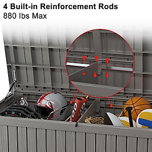 150 Gallon Waterproof Outdoor Resin Deck Box with Lockable Lid, Easy Assembly Features and Convenient Handles For Cushion, Pillows and other Patio Furniture (Grey)