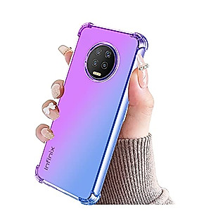 KOARWVC Case for Infinix Note 7 Case, X690 Case, Crystal Clear Case Gradient Slim Anti Scratch TPU Shockproof Protective Phone Cases Cover for Infinix note7 (Purple/Blue)