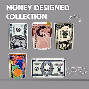 Generic 100 Pack Money Designed Dollars Japanese Yen Storage Baggies Resealable 3.5 Gram Snack Candy Bags 3.5 x 4.75 inches