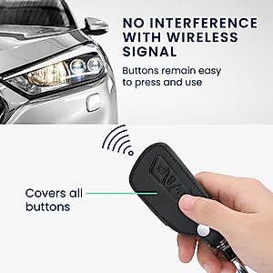 kwmobile Key Cover Compatible with VW Golf 8 3 Button Car Key - Faux Leather Car Key Fob Protector - Black