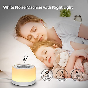YYDSKIT Sound Machine Baby,White Noise Machine for Baby with Night Light, 32 Soothing Sounds,Plug in,5 Timers & Memory Feature, Noise Machine for Baby Kids Adults,Home