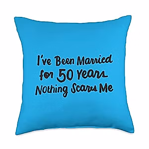 Happy 50th Wedding Golden Anniversary Gifts Store Couples Married 50 Years-Funny 50th Wedding Anniversary Throw Pillow, 18x18, Multicolor