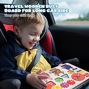 TOY Life Wooden Busy Board Montessori Toys for Toddlers Activity Board Sensory Toys for Toddlers 1-3 Busy Board for 1 Year Old Travel Toy Educational Activities Motor Skills Toys for Toddlers 1-3
