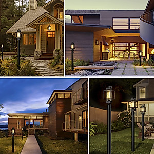 GOORAY Dusk to Dawn Sensor Outdoor Post Light Fixtures, Exterior Post Lantern Pier Mount Base Pillar Light Bubble Glass Waterproof Outside Lamp Light Fixture for Garden Patio House, 2375/1GS-SBK