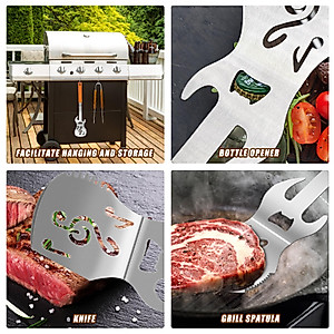 Guitar Gifts for Men-2 Pcs Barbecue Tool Set,Metal Grill Spatula and Tongs,BBQ Gift Set,Large Grill Accessories Heavy Duty BBQ Tools，Grips Grilling Tools Set