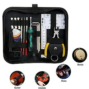 Guitar Repairing Tool Kit 26Pcs with Carry Bag for Guitar Ukulele Bass Mandolin Banjo