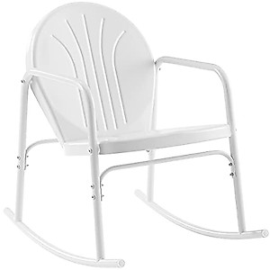 Crosley Furniture CO1013-WH Griffith Retro Metal Outdoor Rocking Chairs, White Gloss