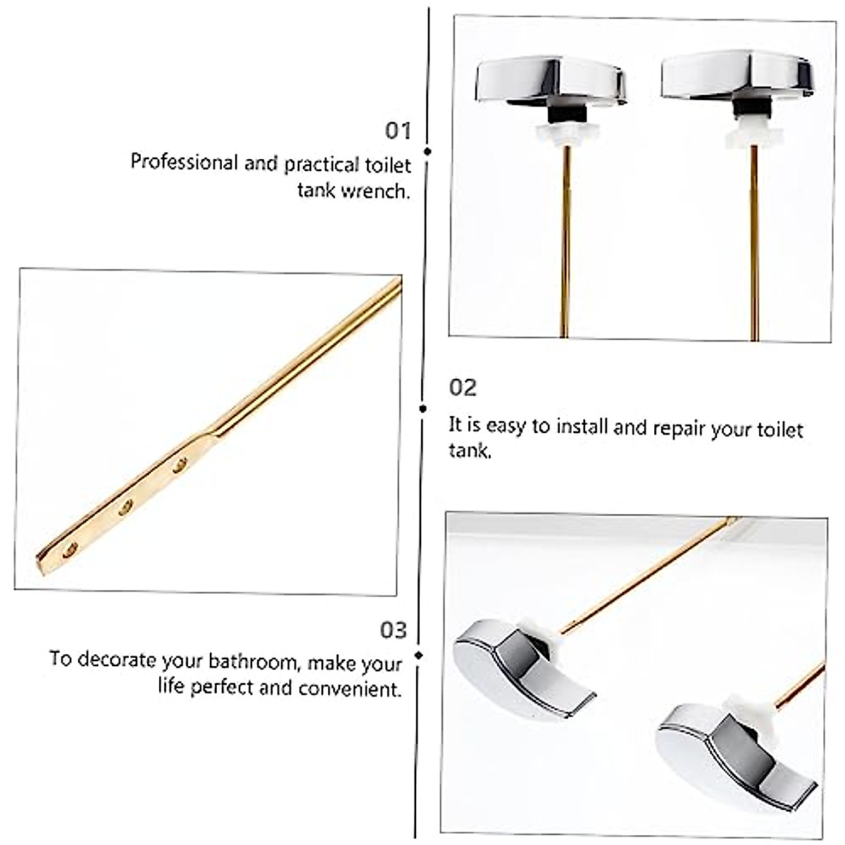 DOITOOL 2pcs Water Tank Wrench Toilet Tank Handle Toilet Handle Toilet Flush Lever Toilet Flush Levers Flush Levers Accessories Flush Lever Accessories Silver Switch Zinc Alloy Toilet