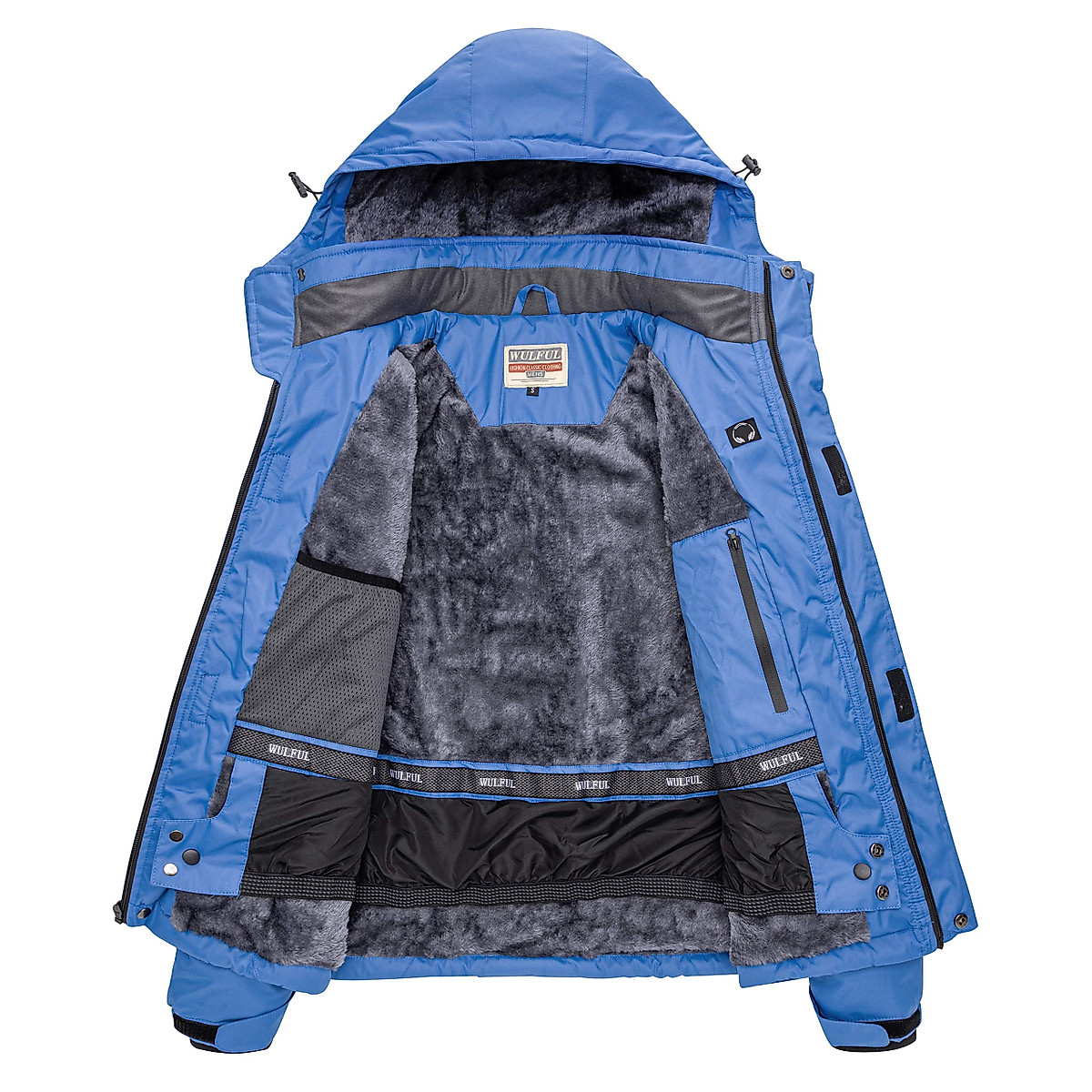 WULFUL Men's Waterproof Ski Jacket Warm Winter Snow Coat Mountain Windbreaker Hooded Raincoat