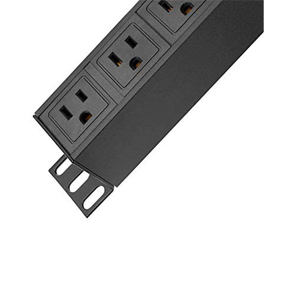 KMC 6-Outlet Metal Power Strip Surge Protector, Metal Mounting Brackets, 6 Foot Extension Cord, 1800 Joules, 125V/15A, Black