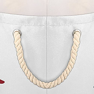 Valentine Cute Gnomes Love Heart (4) Large Round Baskets for Storage Laundry Baskets with Handles Blanket Storage Basket for Bathroom Shelves Bins for Organizing Nursery Hamper Girl Boy