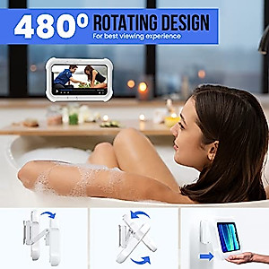 Spread Pixie Dust Shower Phone Holder Waterproof Upgraded Phone Shower Holder Wall Mount Bathroom TV Shower Gadget Shower Accessory Phone Mount iPhone Shower TV (Pure White)