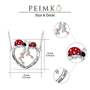 PEIMKO Ladybug Gifts 925 Sterling Silver Ladybug Pendant Tree of Life Mushroom Necklace for Women, Ladybug Jewelry Birthday Gifts for Girls