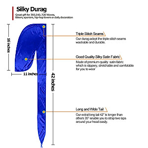 ASKNOTO 4 Pcs Silky Men Durag Headwraps with Long Tail and 4 Pcs Silk Wave Cap Perfect for 360 Waves