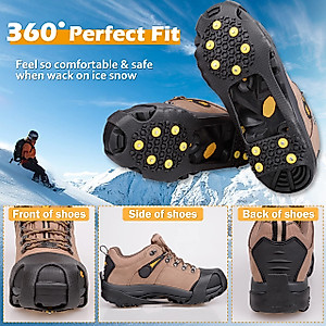 Ice Snow Traction Cleats Crampons Anti-Slip Snow Shoes Cleats for Boots Shoes Winter Walking on Snow and Ice Overshoe Slip-on Stretch Footwear for Men Women