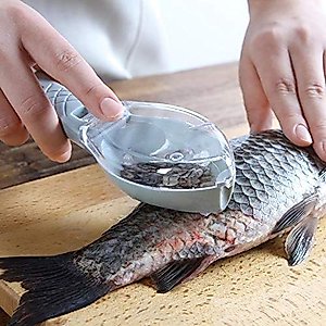Fast Remove Fish Skin Brush Plastic Fish Scales Graters Scraper Easy Kitchen Cleaning Tool (Blue)